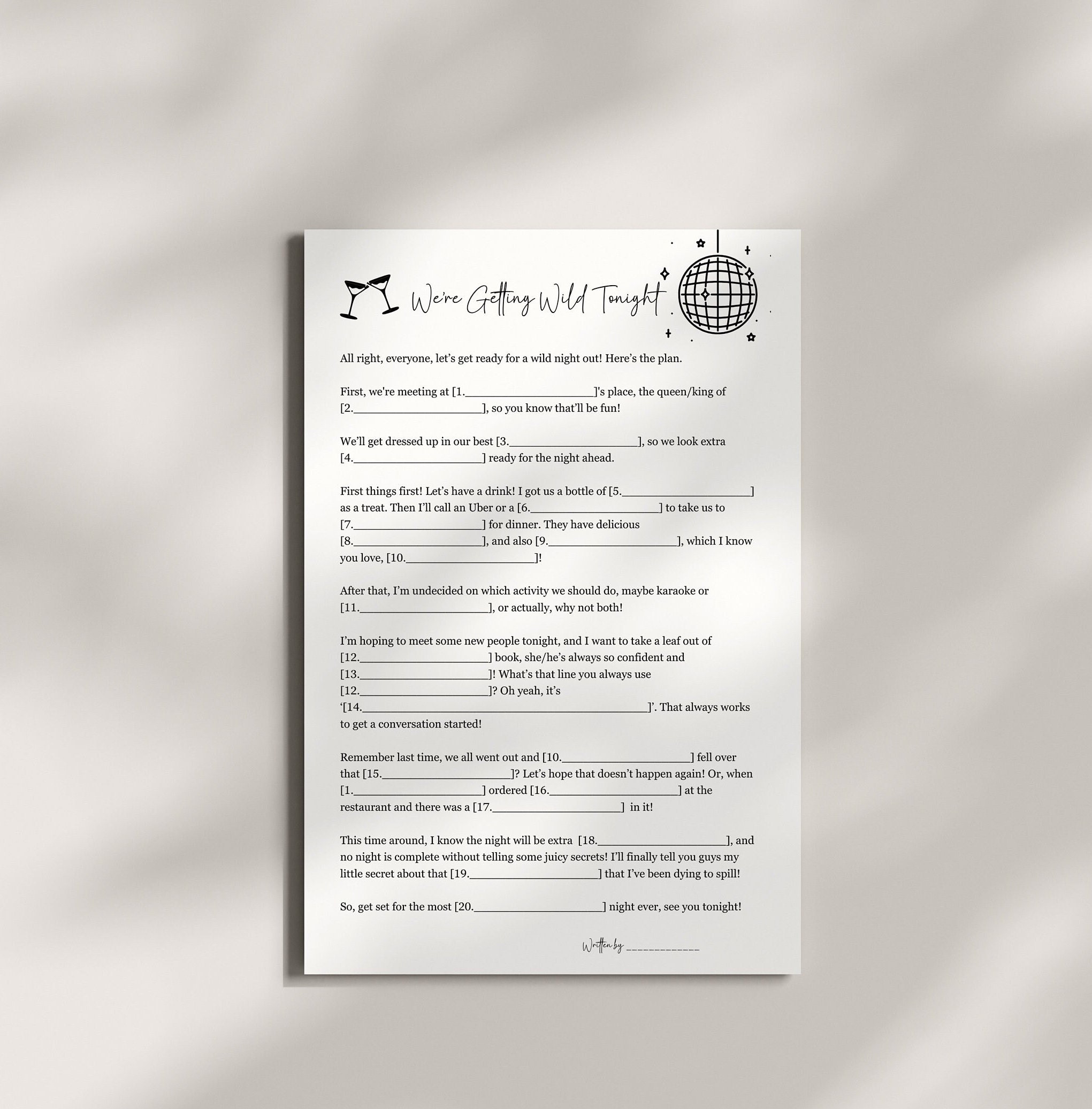 Mad Libs Game Girls Night Mad Libs Games Girls Night Madlib Funny Mad ...