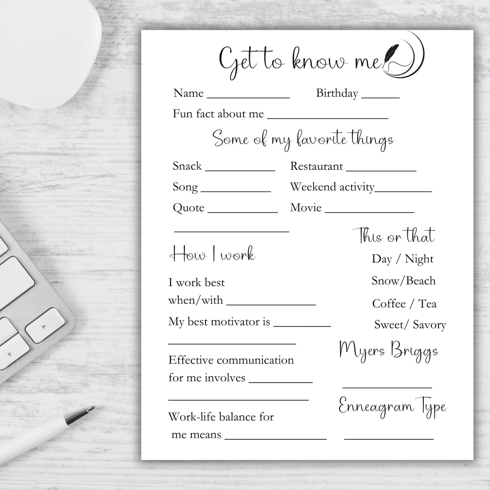 Coworker Questions Printable Coworker Printable Office Activities ...