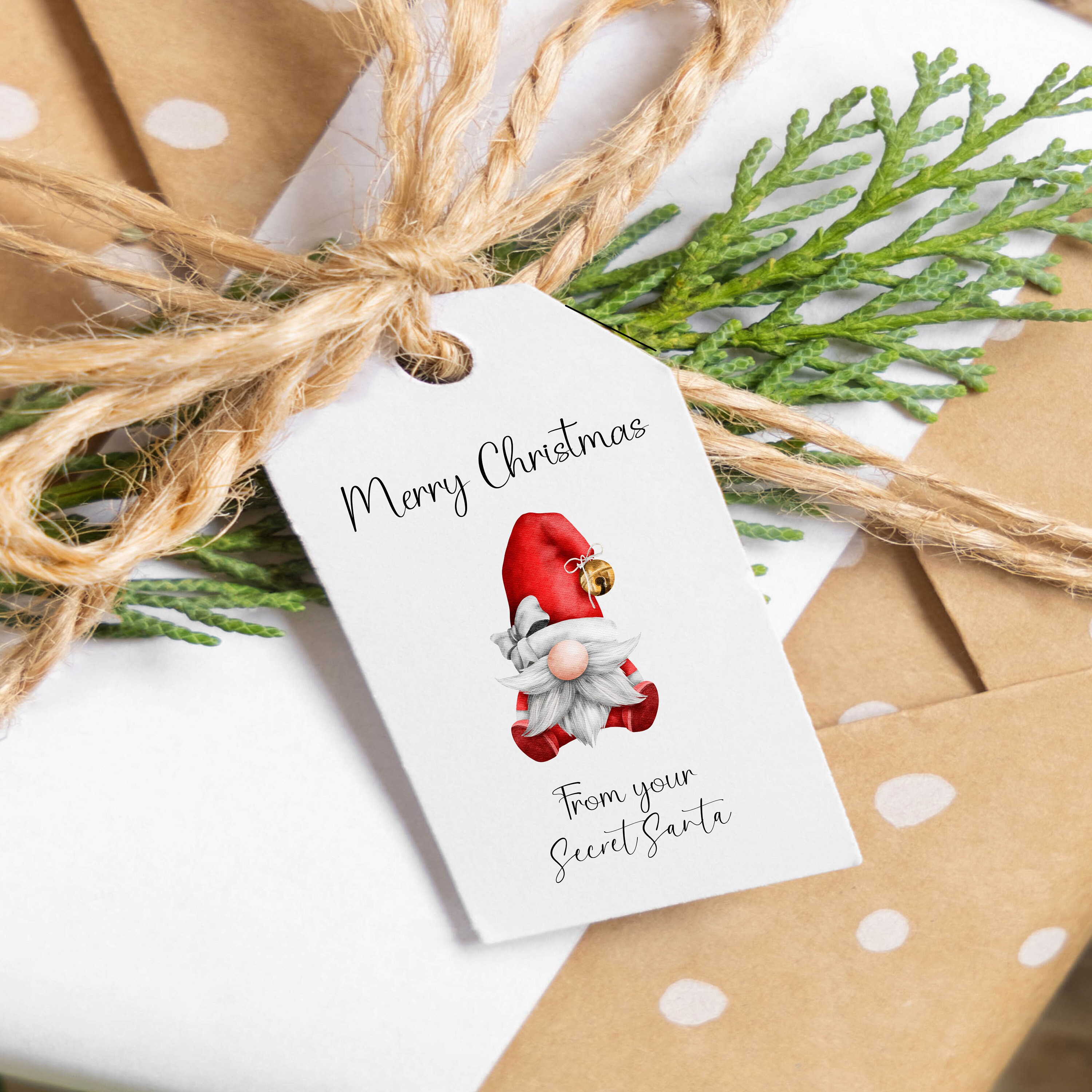 Gnome Santa Gnome Christmas Tags Secret Santa Gift Tags Secret Santa ...