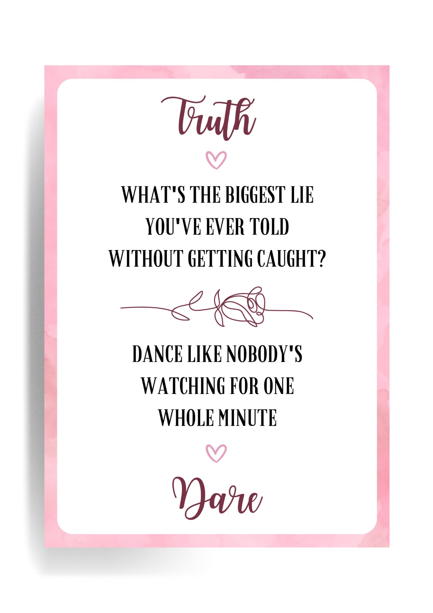 Truth or Dare Truth or Dare Printable Bachelorette Game Bachelorette ...