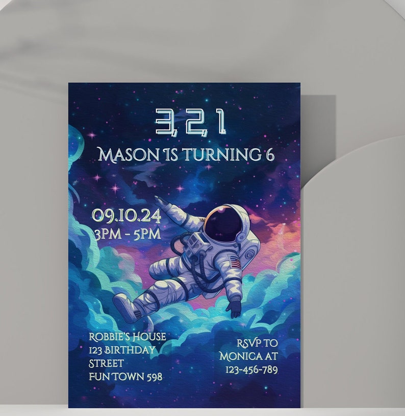 Astronaut Birthday Invitation Editable Space Birthday Invitation ...