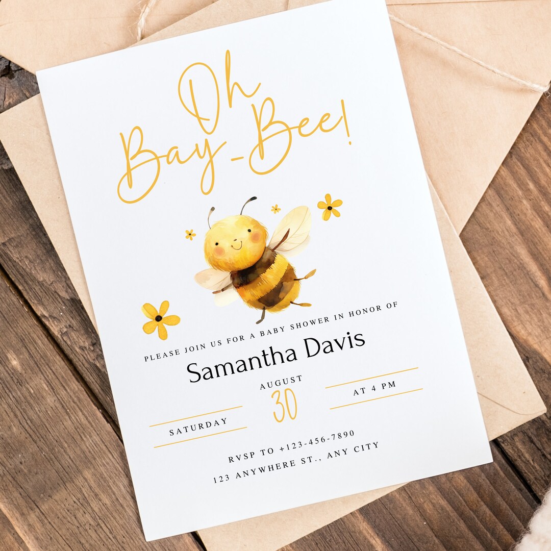 Invitación Baby Shower de Abejas Babyshower de Abejas y Miel Babyshower ...