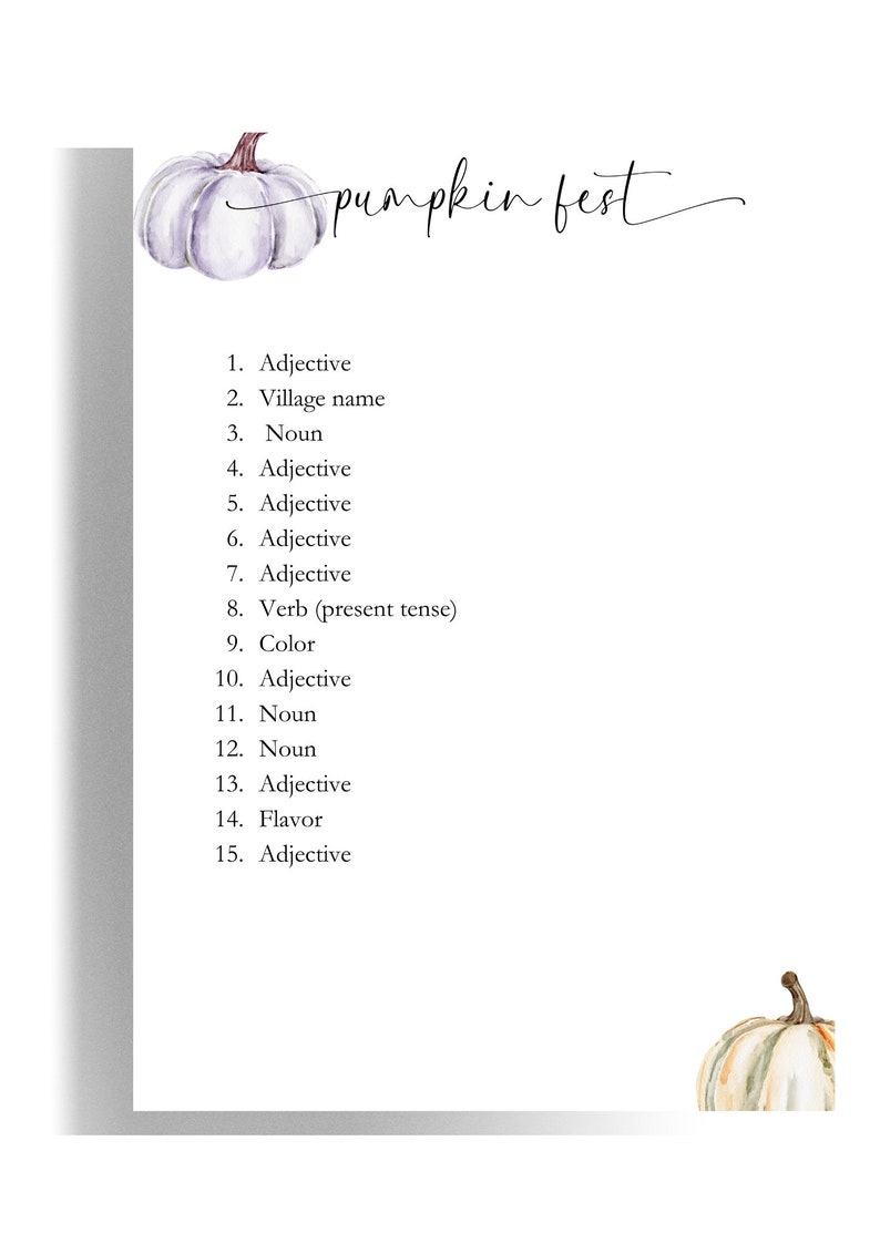 Autumn Mad Libs Mad Libs Fall Mad Libs November Mad Libs Fall Mad Libs ...