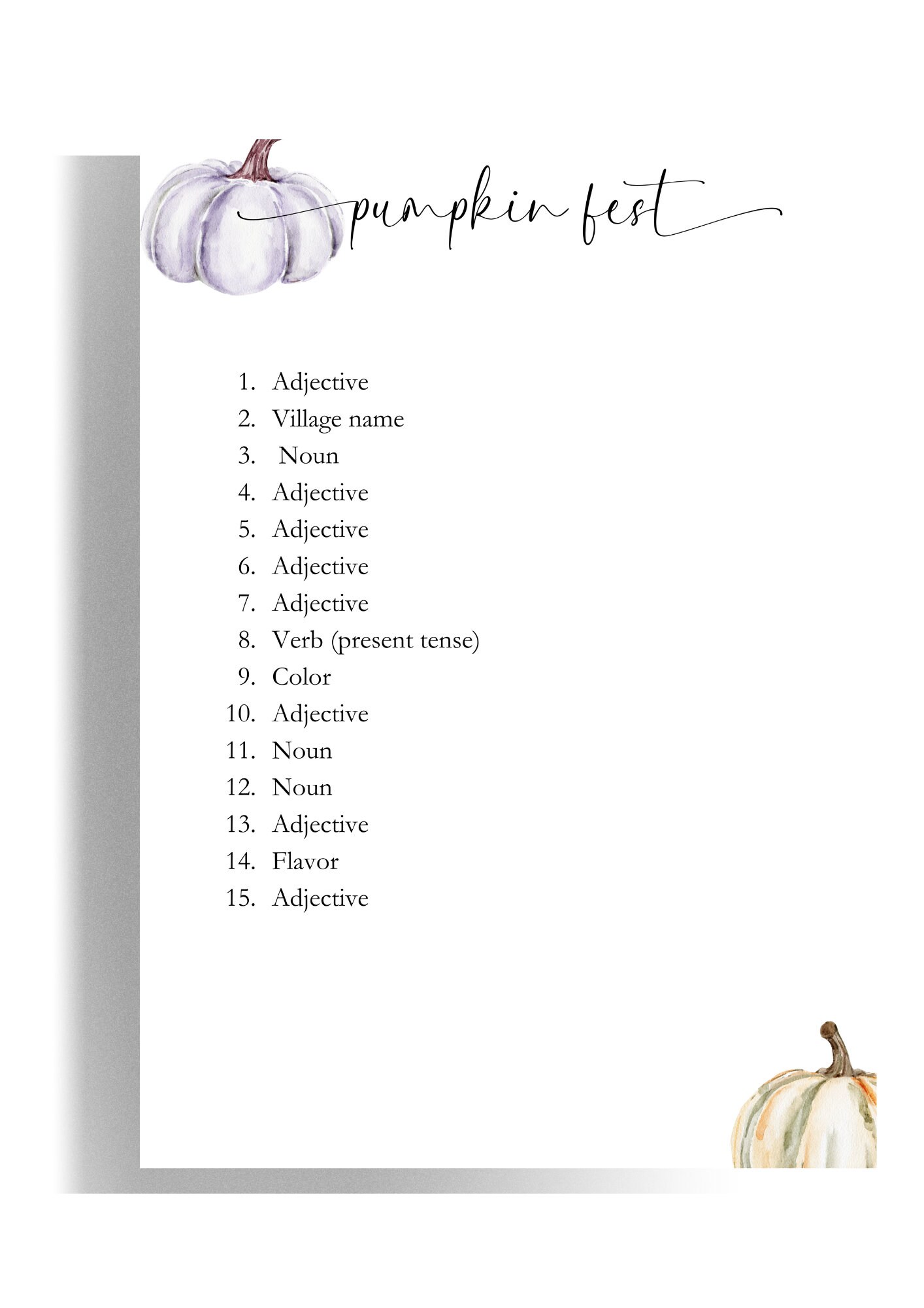 Autumn Mad Libs Mad Libs Fall Mad Libs November Mad Libs Fall Mad Libs ...