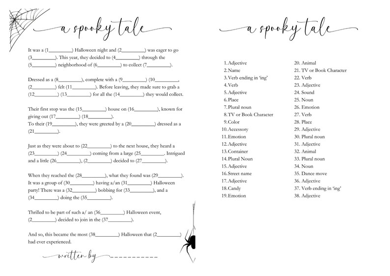 Mad Libs Halloween Halloween Printable Games Printable - Etsy