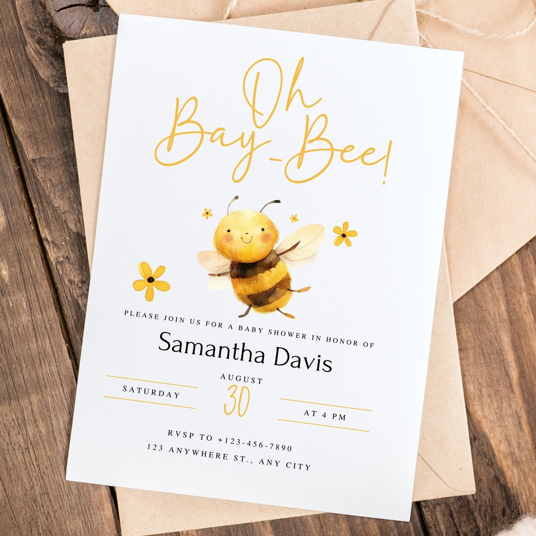 Honey Bee Baby Shower Invitation Bee Baby Shower Invite Bee Themed Baby ...