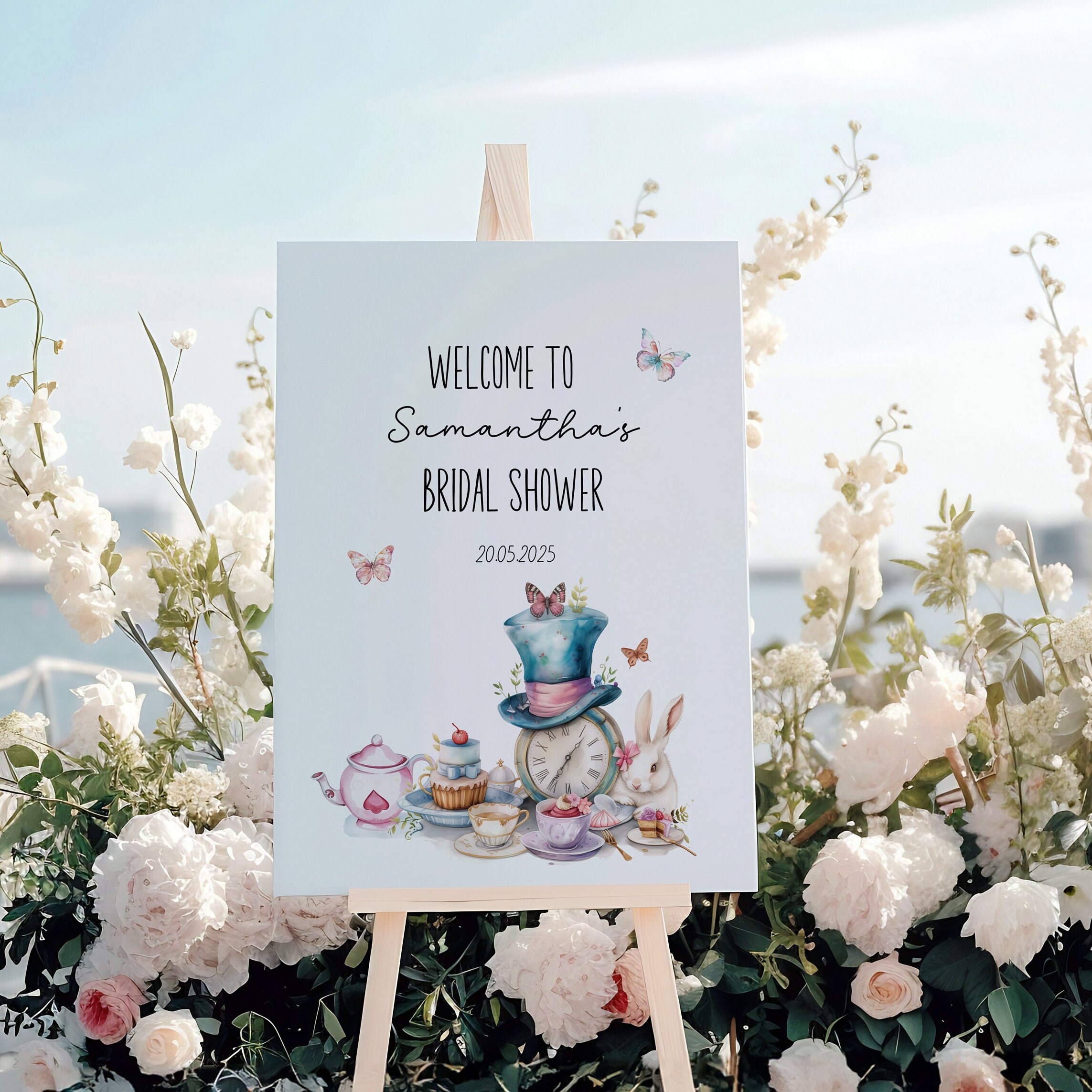 Alice in Wonderland Bridal Shower Sign Invitation Editable Alice in ...