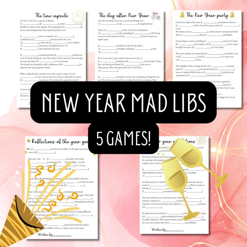 New Year's Eve Games NYE Games Mad Libs New Year's Games 2024 Party ...