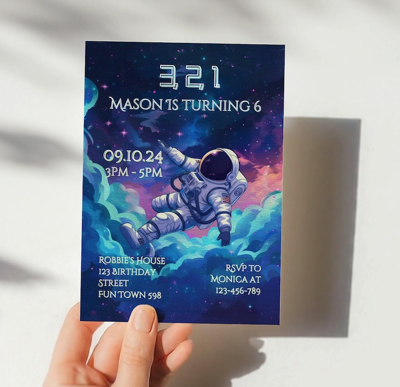 Astronaut Birthday Invitation Editable Space Birthday Invitation ...