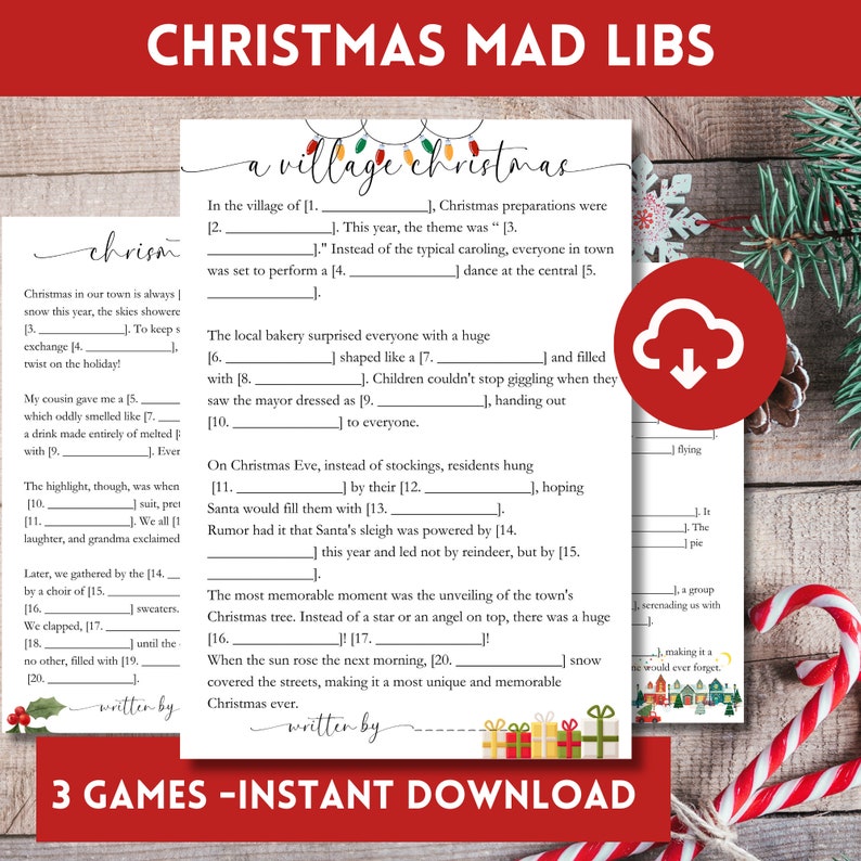Mad Libs Christmas Holiday Mad Libs Christmas Games Printable Christmas ...