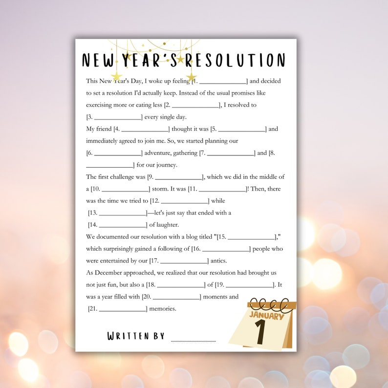 New Years Eve Game New Years Printable Games New Years Mad Libs New ...
