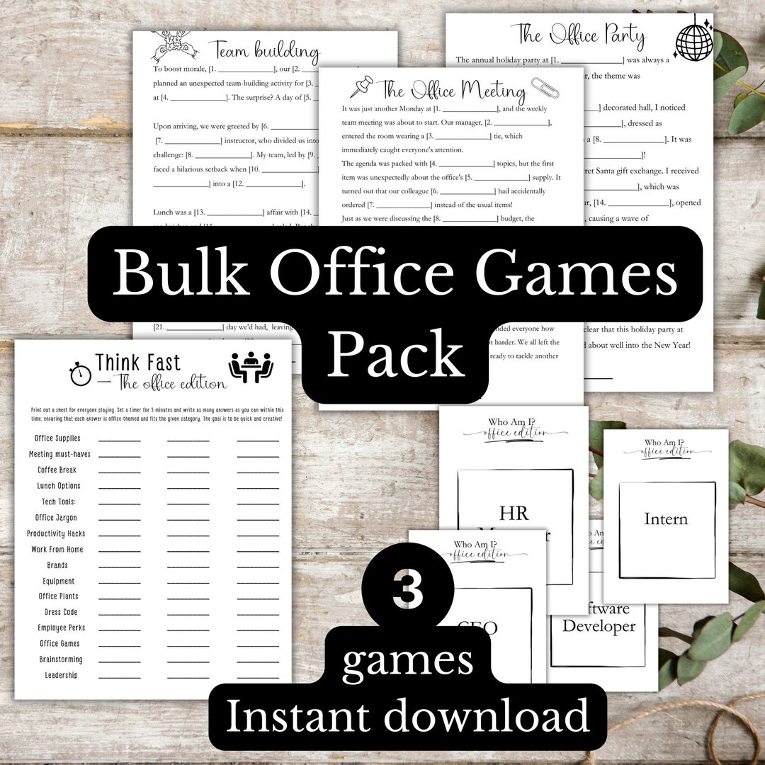 Office Games Bundle Staff Games Team Building Games Funny Office Games ...