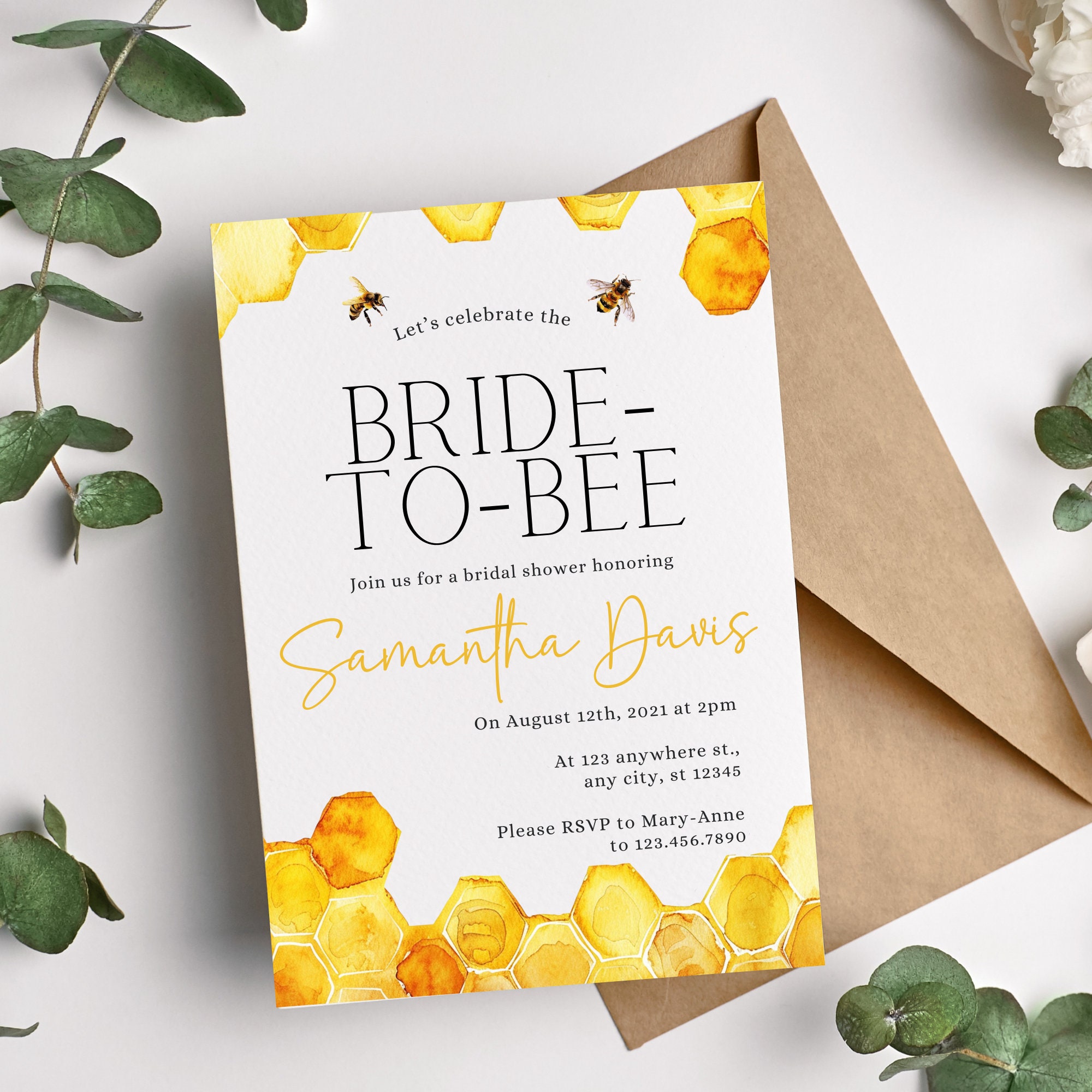 Bee Bridal Shower Invitation Bride to Bee Honey Bee Invitation Honey ...