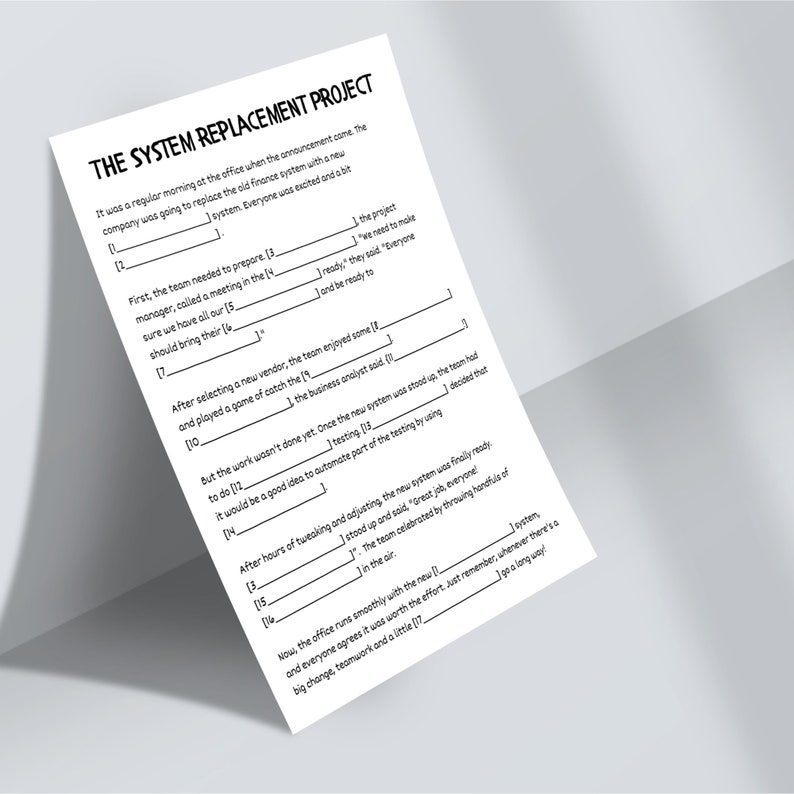 Office Team Building Games #2 Printable Mad Lib System Replacement ...