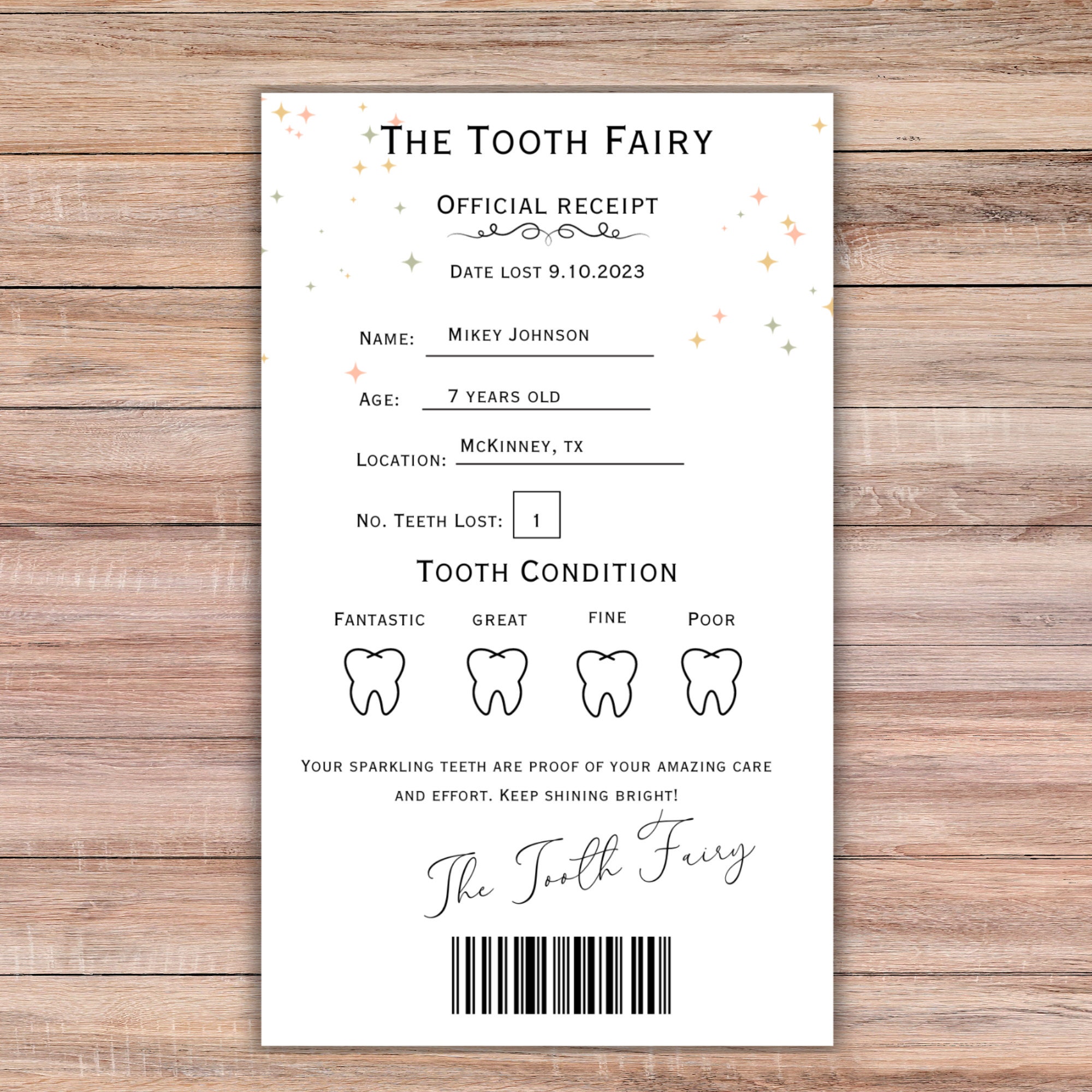 Tooth Fairy Letter Tooth Fairy Receipt Tooth Fairy Letter Editable ...