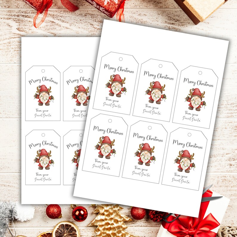 Secret Santa Gift Tags Secret Santa Gift Tags Printable Cute Santa Gift ...