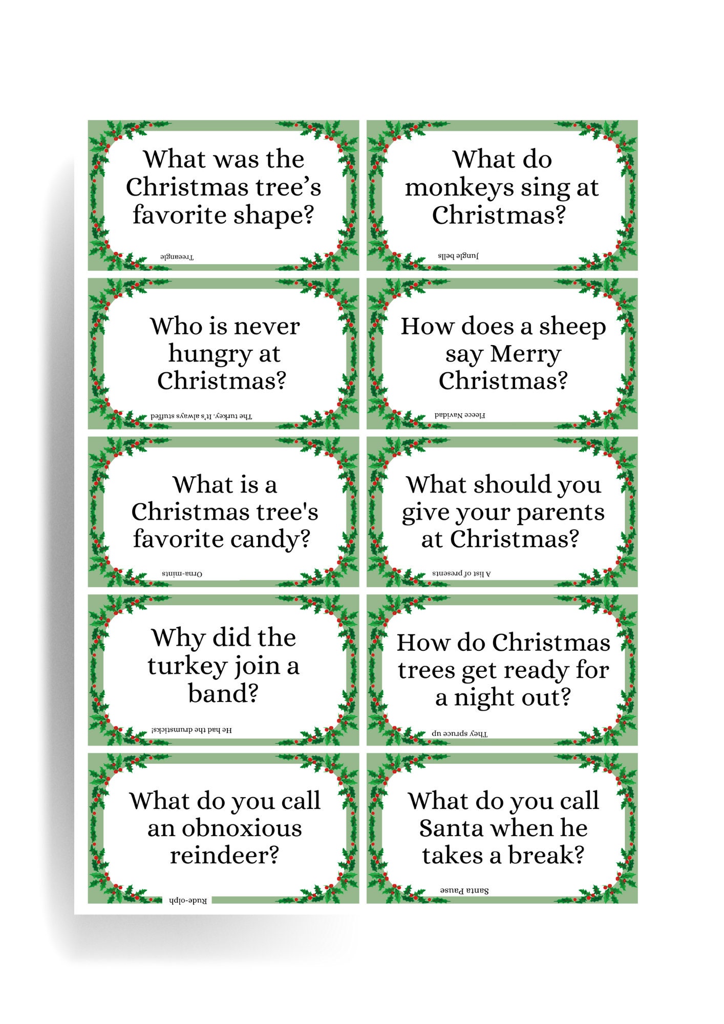 Christmas Riddles Printable Christmas Riddles Lunchbox Riddles Lunchbox ...