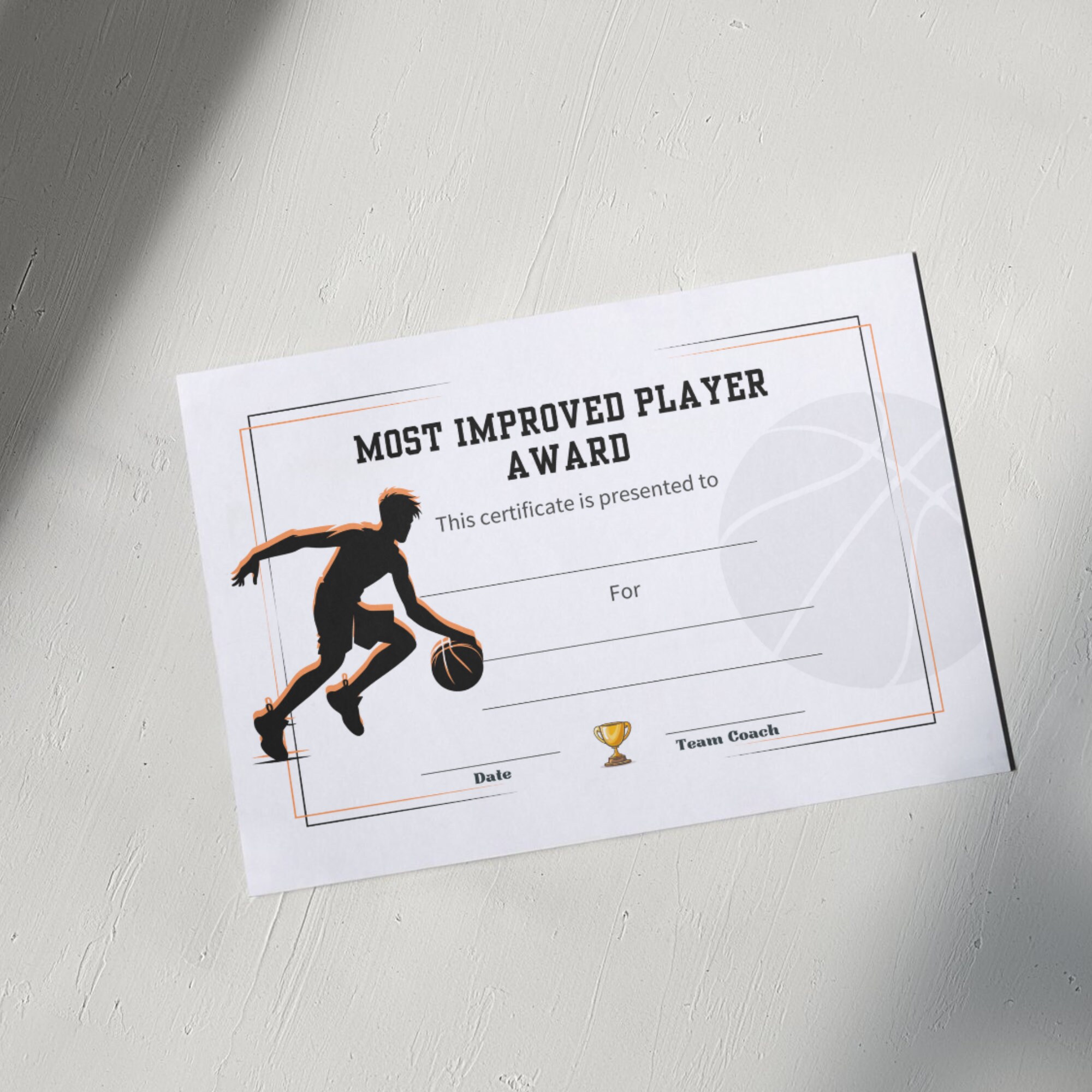 Printable Basketball Certificate Basketball Certificates Printable MVP ...