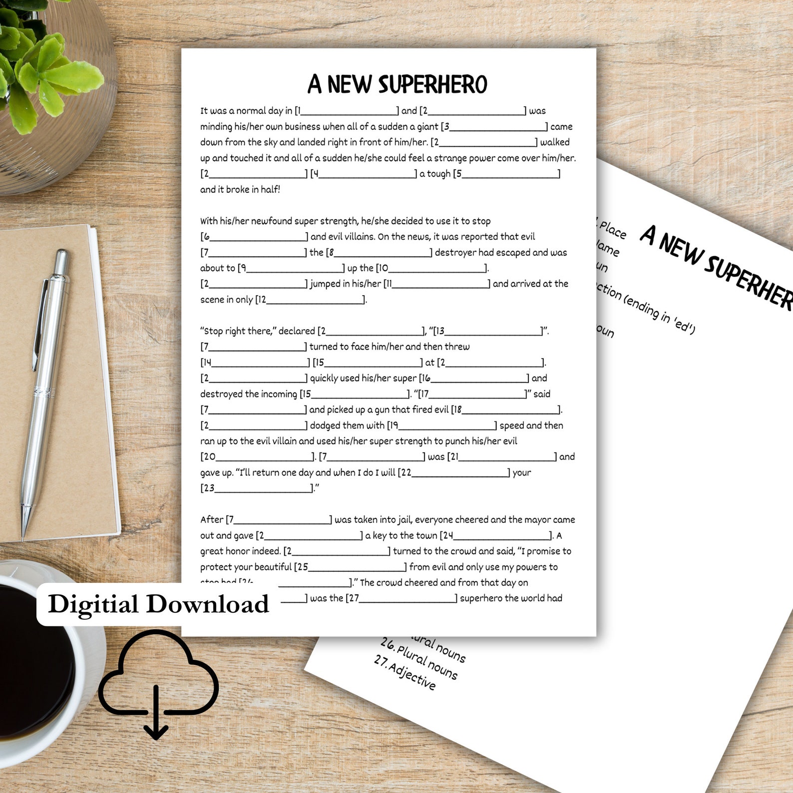 Superhero Mad Libs Printable Funny Mad Libs for Kids and Adults Fun ...