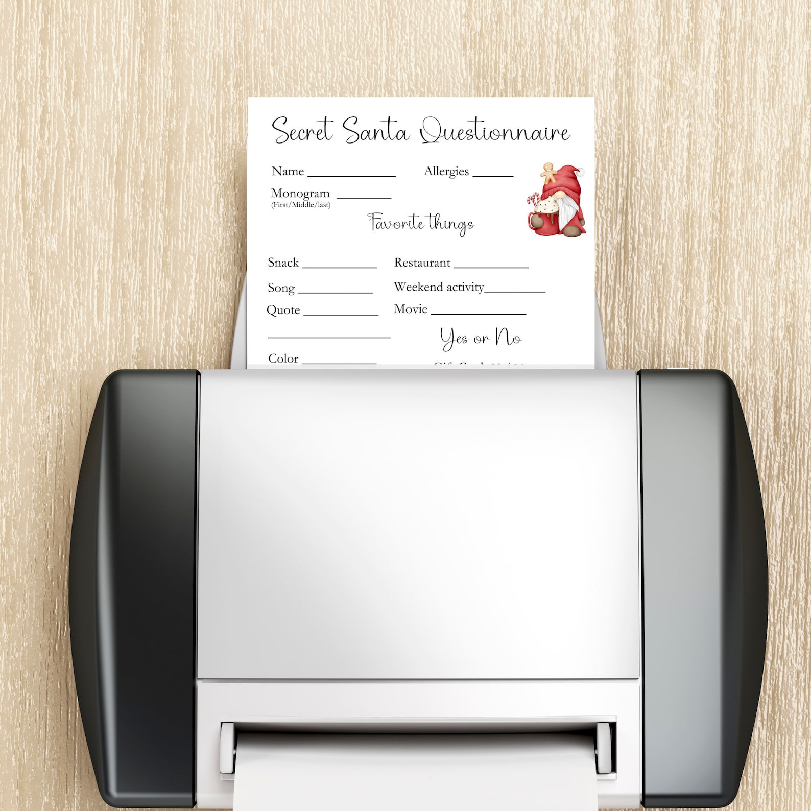 Secret Santa Sign up Sheet Secret Santa Printable Secret Santa Form ...