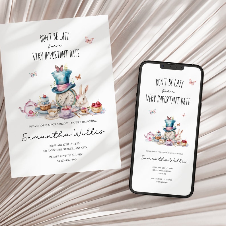 Alice in Wonderland Bridal Shower Invitation Editable Alice in ...
