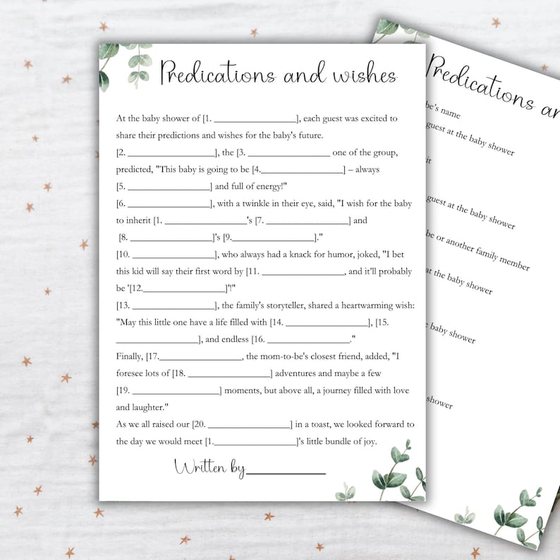 Baby Shower Mad Libs Baby Shower Games Baby Shower Mad Lib Funny Baby ...