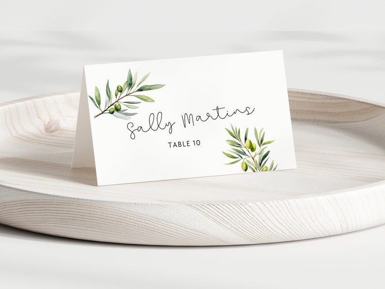 Olive Wedding Place Cards Printable Place Cards Place Card Template ...