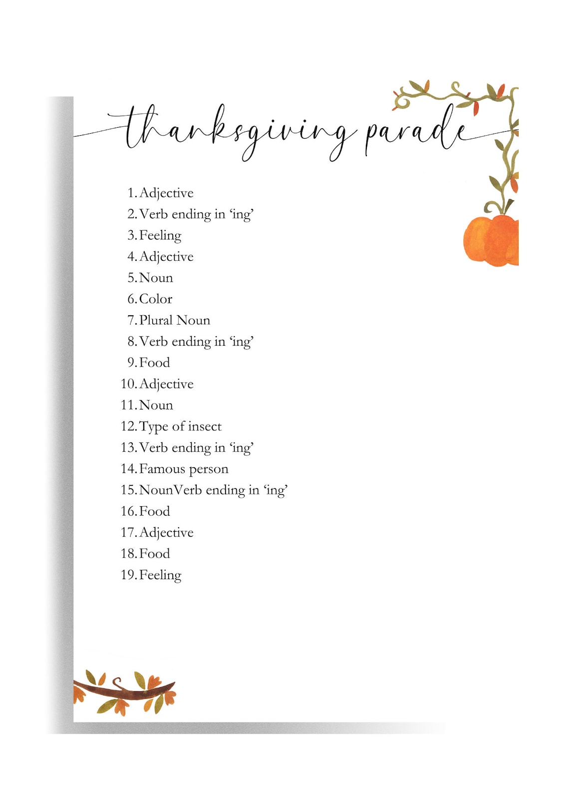 Thanksgiving Mad Libs Thanksgiving Games Thanksgiving Games for Kids ...