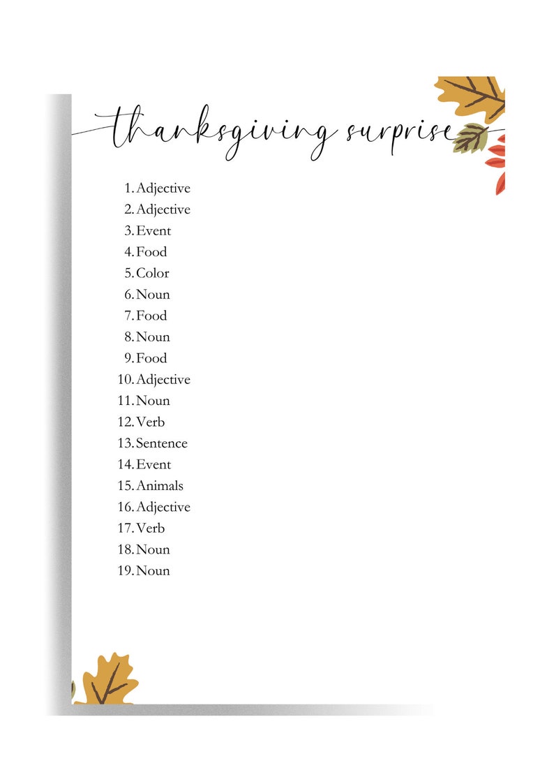 Mad Libs Game Three Thanksgiving Games Printable Printable Thanksgiving ...