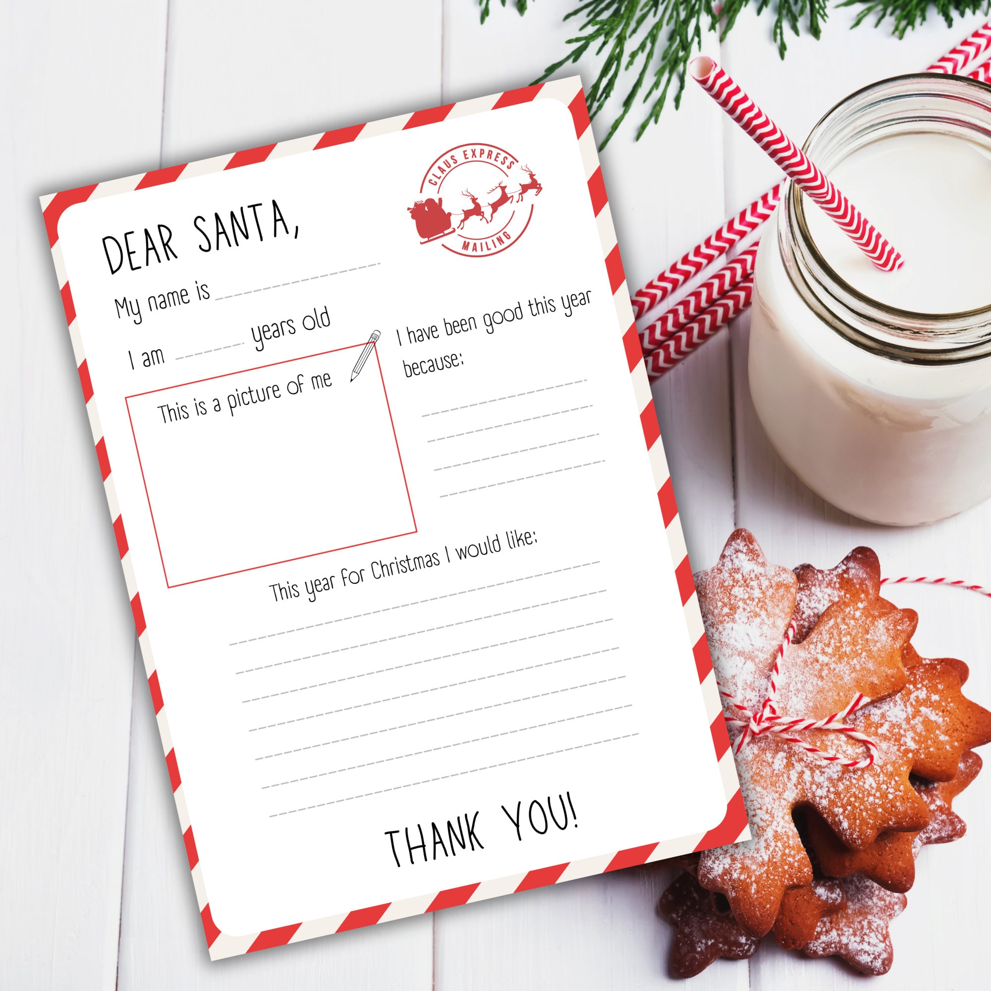 Carta A Santa Carta Imprimible Para Santa Lista De Navidad Para Niños ...