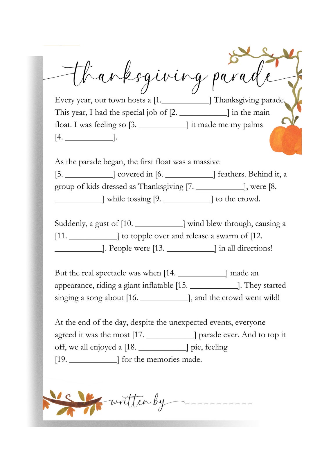 Thanksgiving Mad Libs Thanksgiving Games Thanksgiving Games for Kids ...