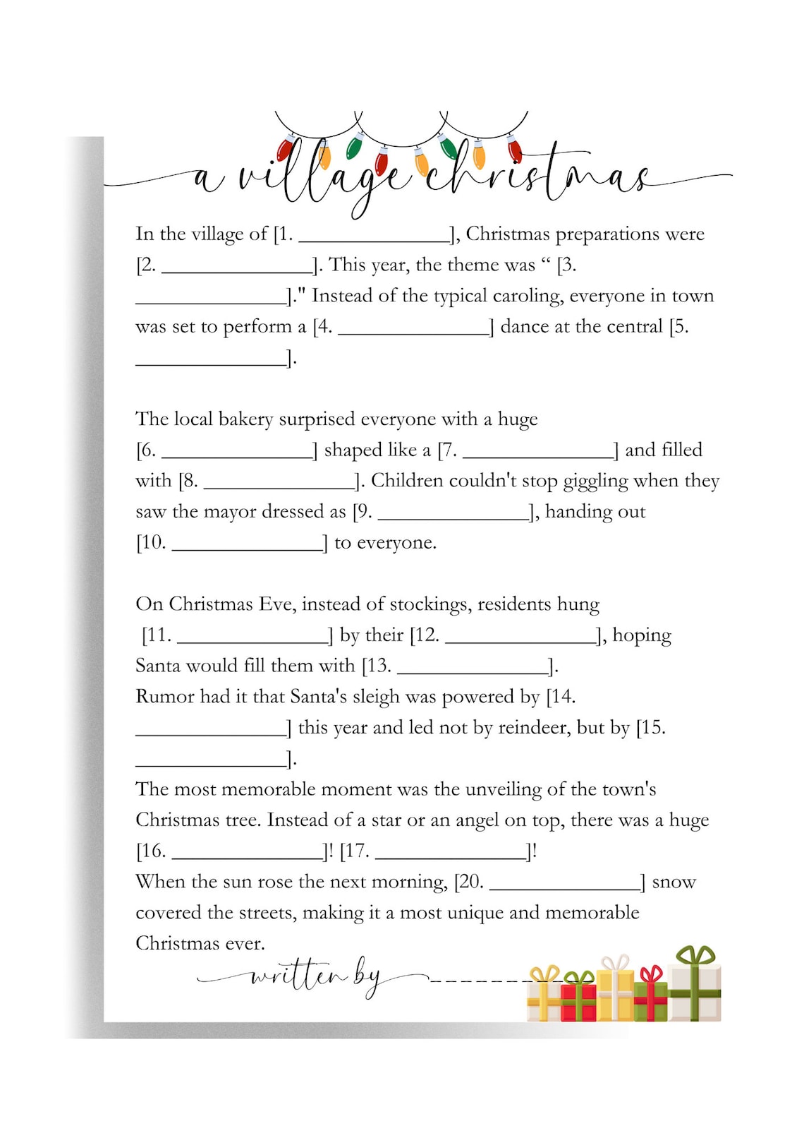 Mad Libs Christmas Holiday Mad Libs Christmas Games Printable Christmas ...