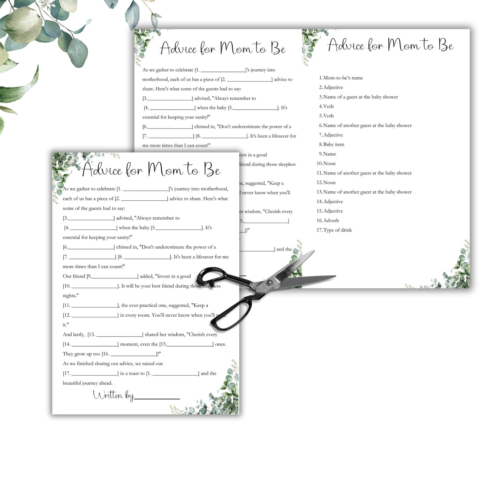 Baby Shower Mad Libs Baby Shower Games Baby Shower Mad Lib Funny Baby ...