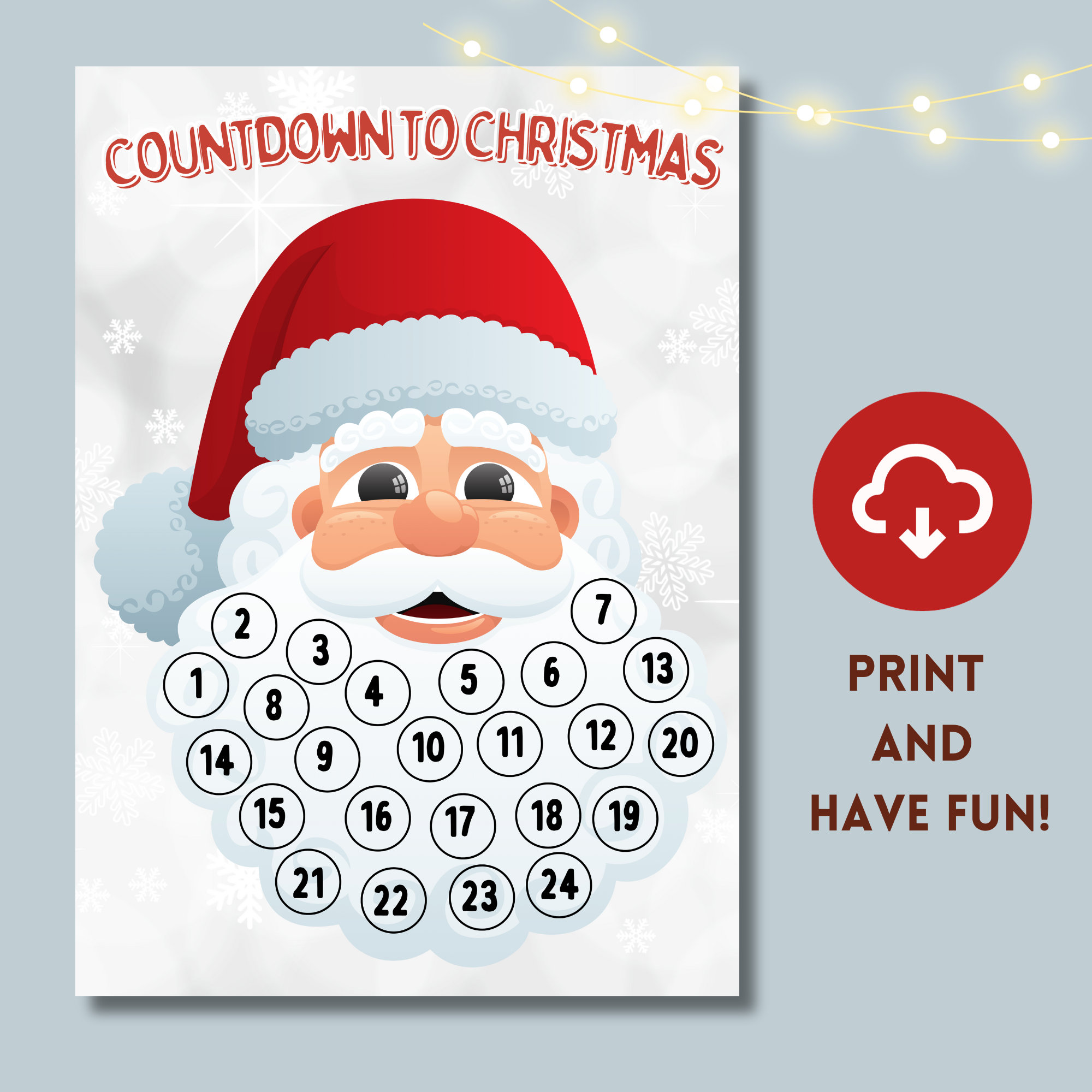 Christmas Countdown Christmas Countdown Calendar Printable Christmas ...