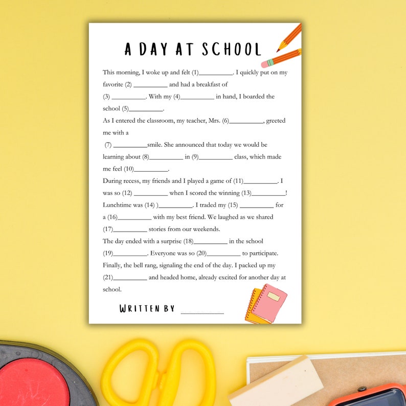 Mad Libs for Kids Classroom Game Classroom Activity Printable Classroom ...