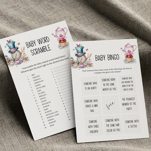 Alice in Wonderland Baby Shower Games Alice Baby Shower Games Bundle ...