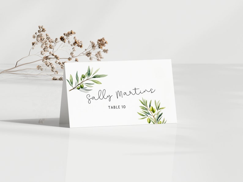 Olive Wedding Place Cards Printable Place Cards Place Card Template ...