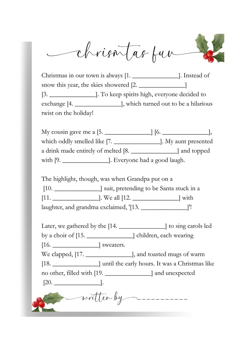 Mad Libs Christmas Holiday Mad Libs Christmas Games Printable Christmas ...
