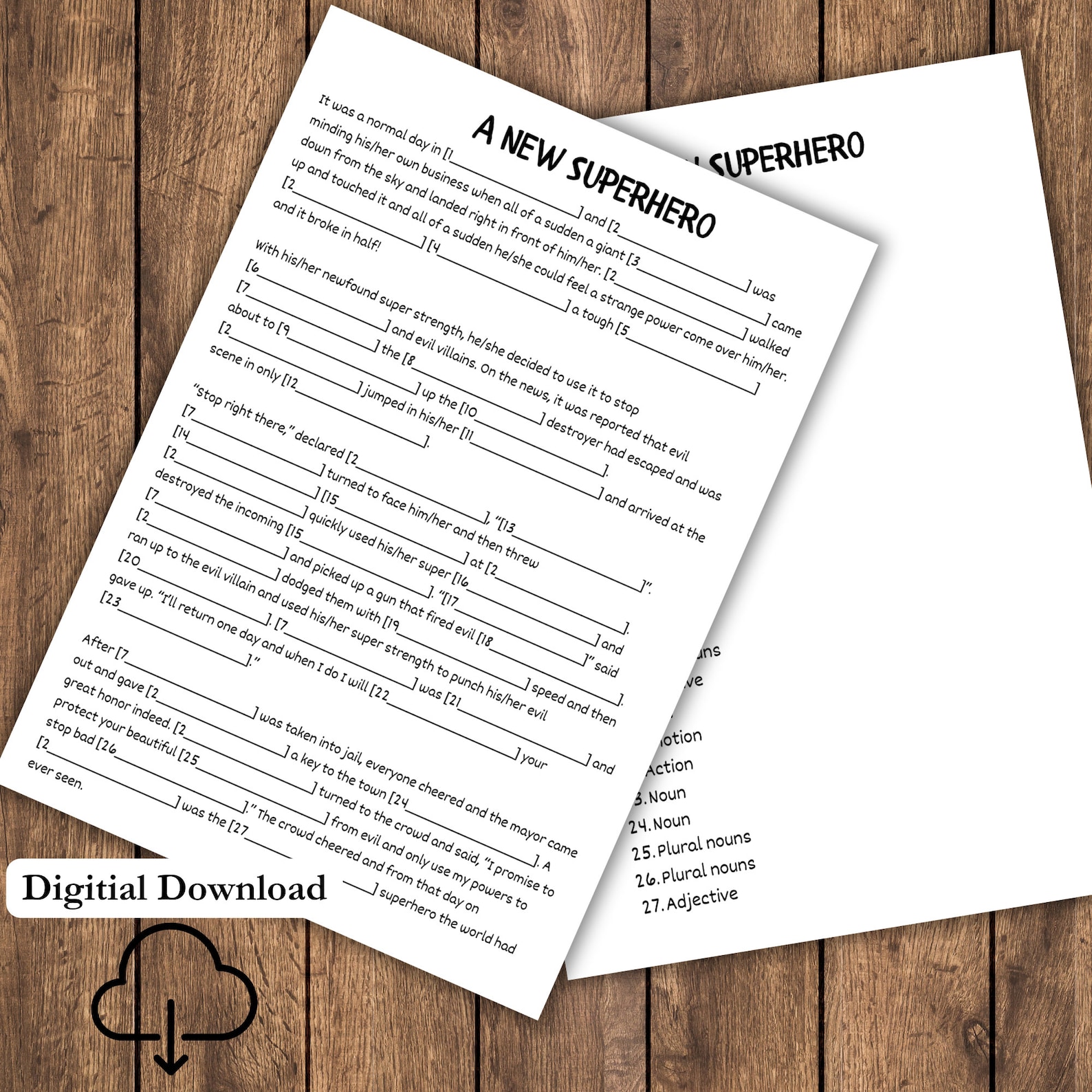 Superhero Mad Libs Printable Funny Mad Libs for Kids and Adults Fun ...