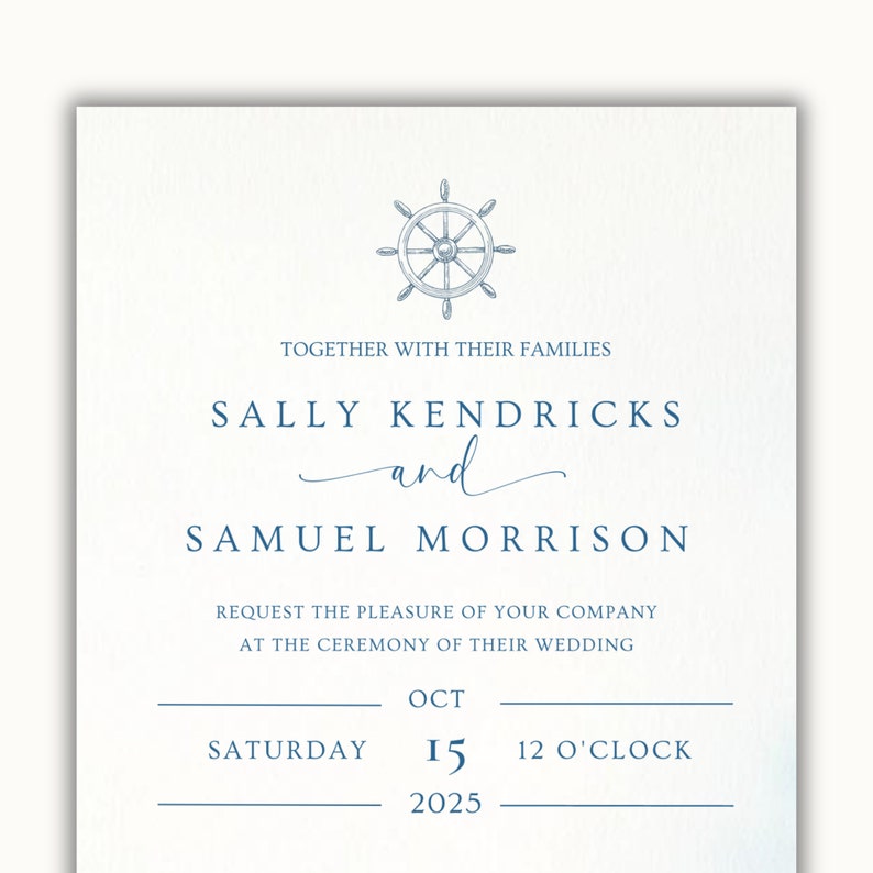 Nautical Wedding Invitation Nautical Invitation Beach Wedding Seaside ...