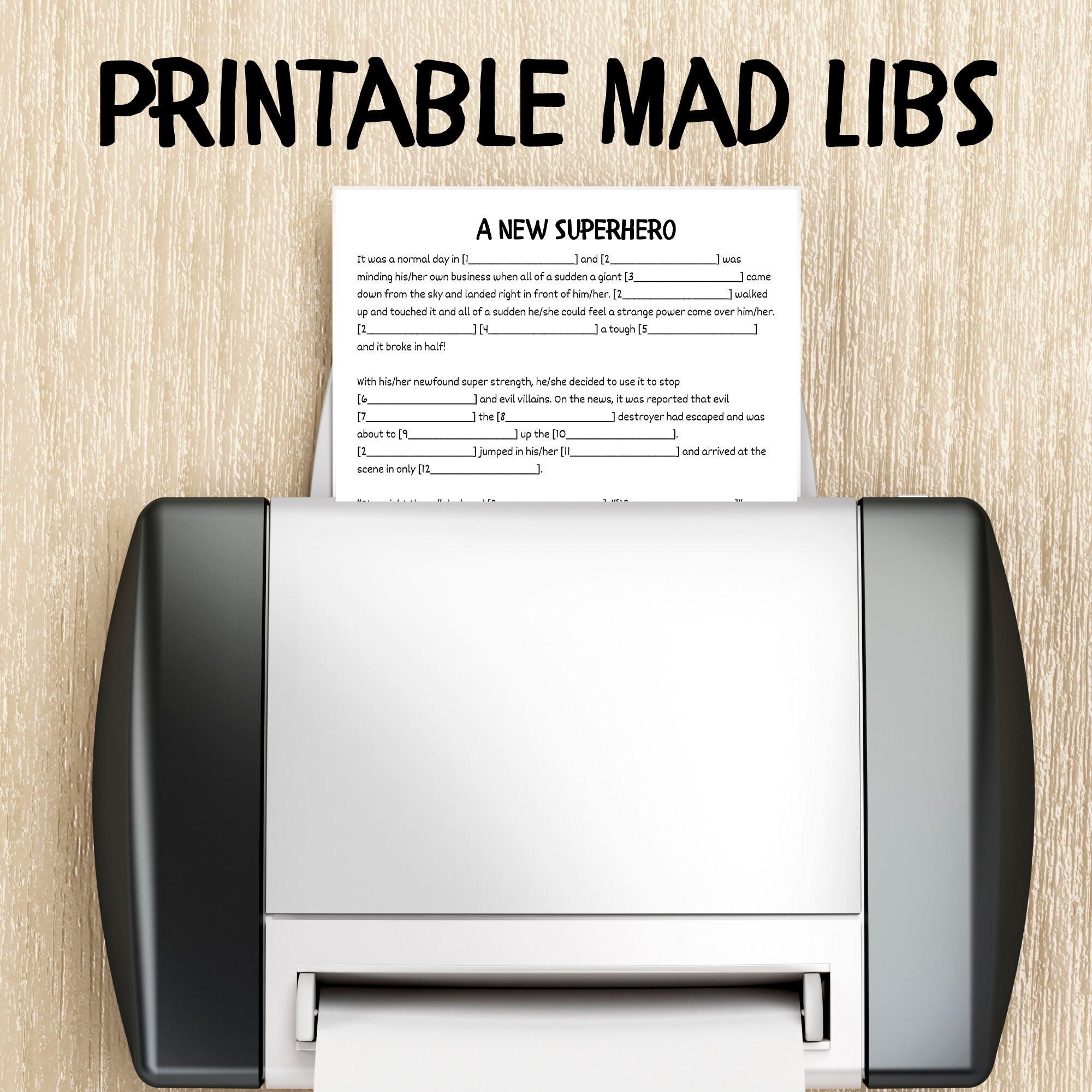 Superhero Mad Libs Printable Funny Mad Libs for Kids and Adults Fun ...