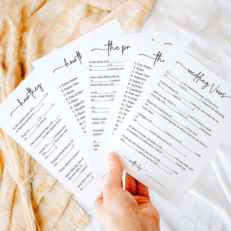 Wedding Vow Mad Libs Bridal Shower Game Wedding Vow Mad Libs How They ...