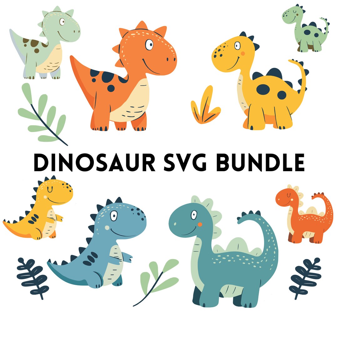 Cute Dinosaur SVG Bundle Dinosaur Cut Files Dinosaur Clip Art Editable ...