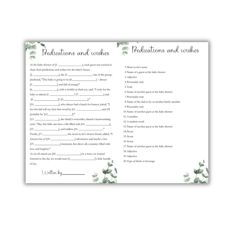 Baby Shower Mad Libs Baby Shower Games Baby Shower Mad Lib Funny Baby ...