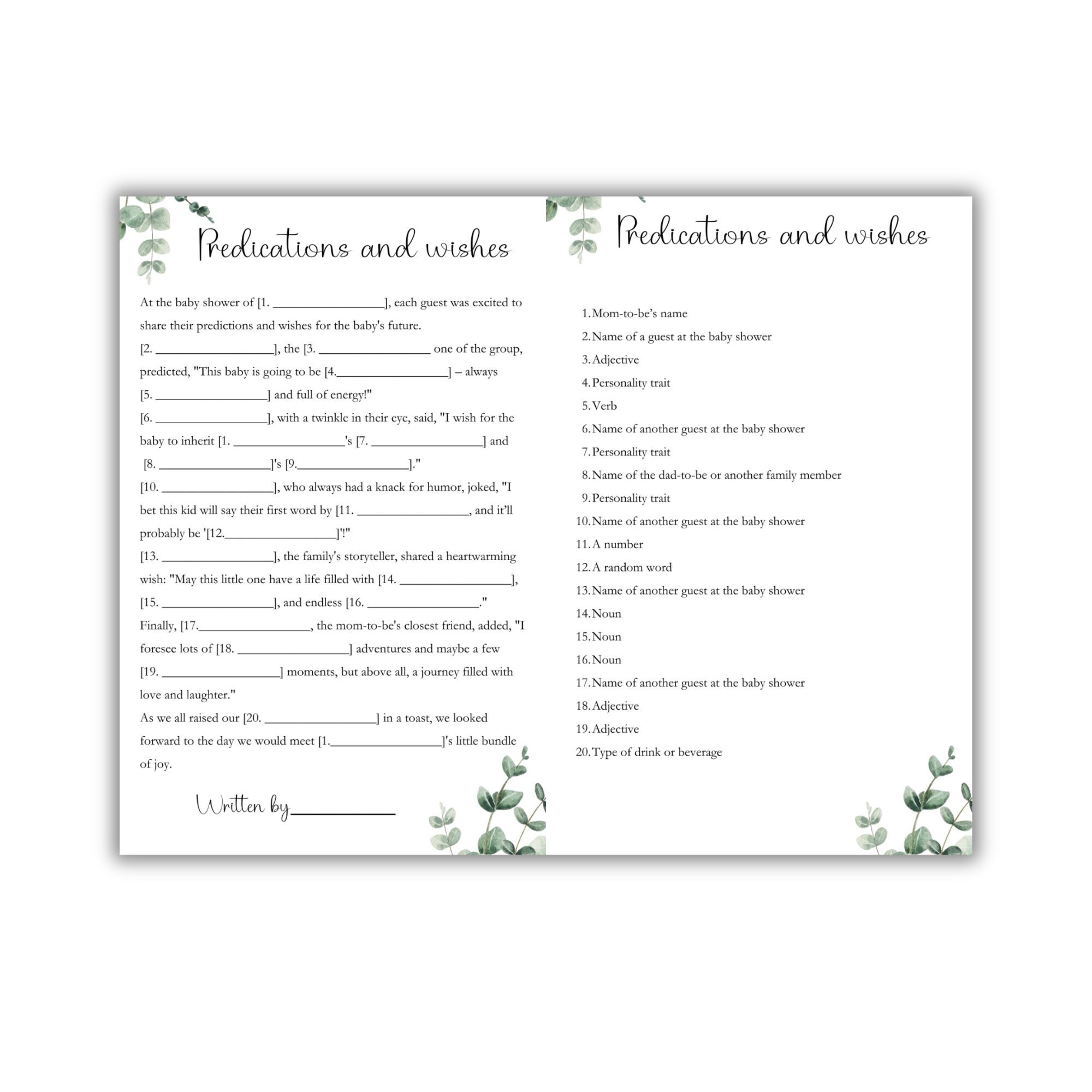 Baby Shower Mad Libs Baby Shower Games Baby Shower Mad Lib Funny Baby ...