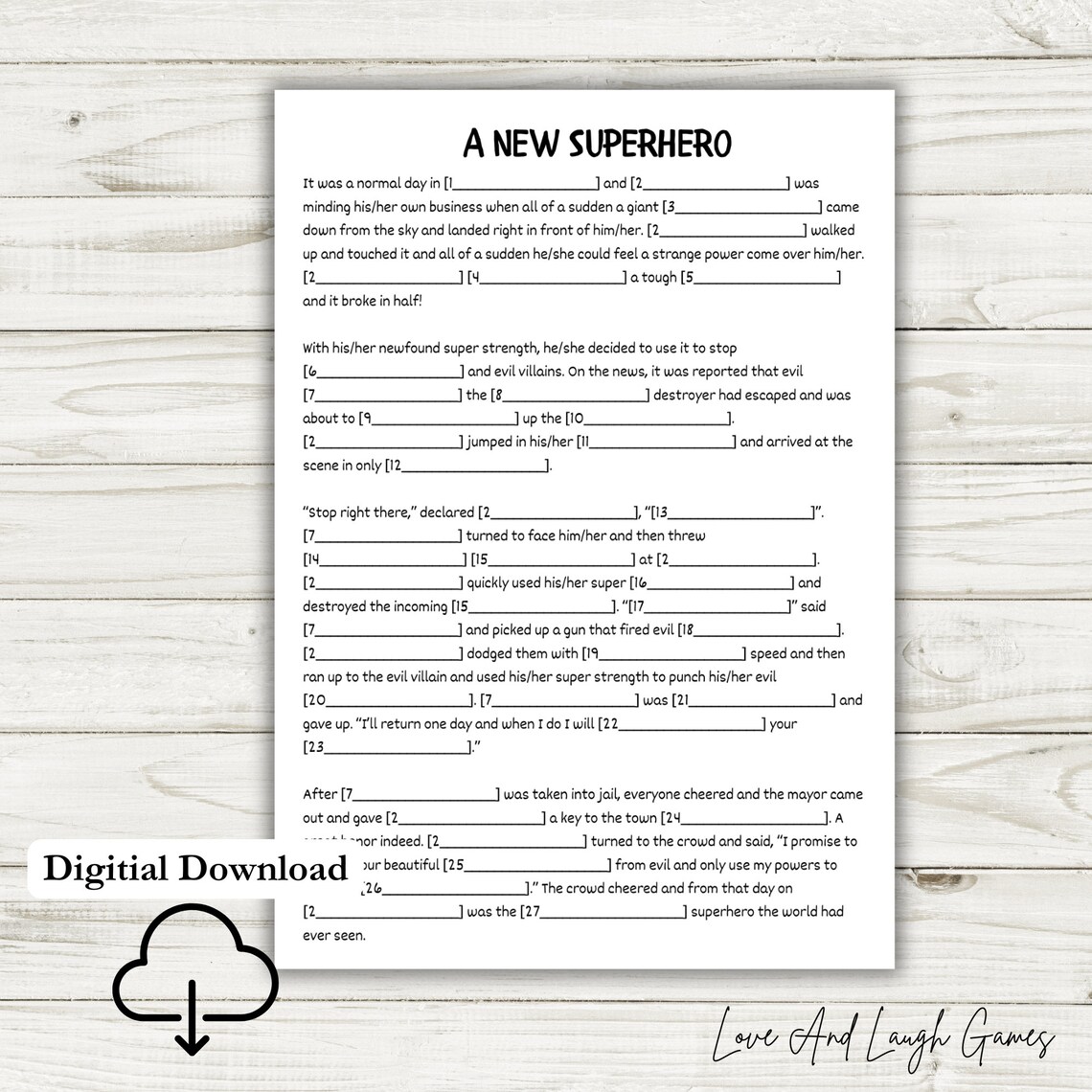 Superhero Mad Libs Printable Funny Mad Libs for Kids and Adults Fun ...