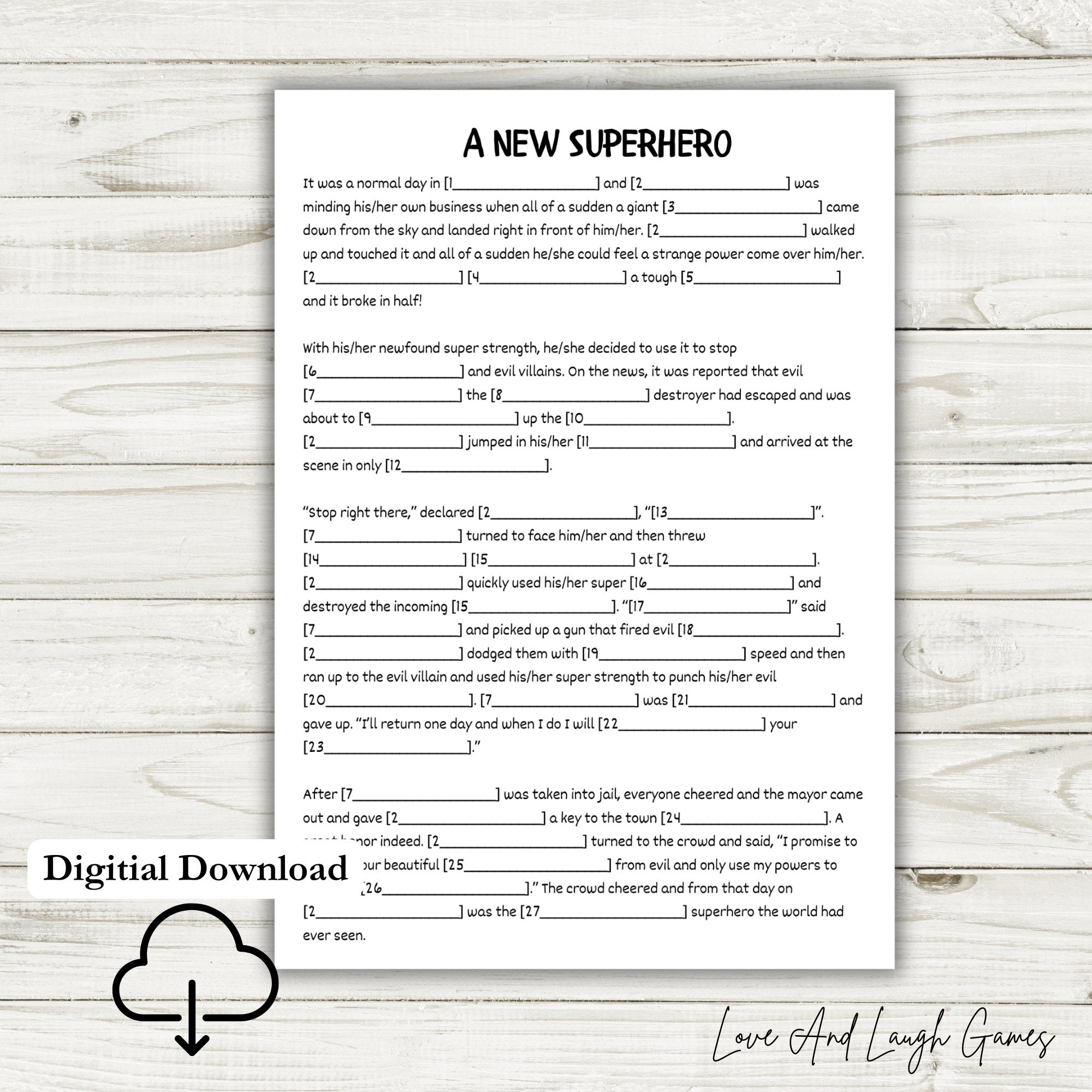 Superhero Mad Libs Printable Funny Mad Libs for Kids and Adults Fun ...