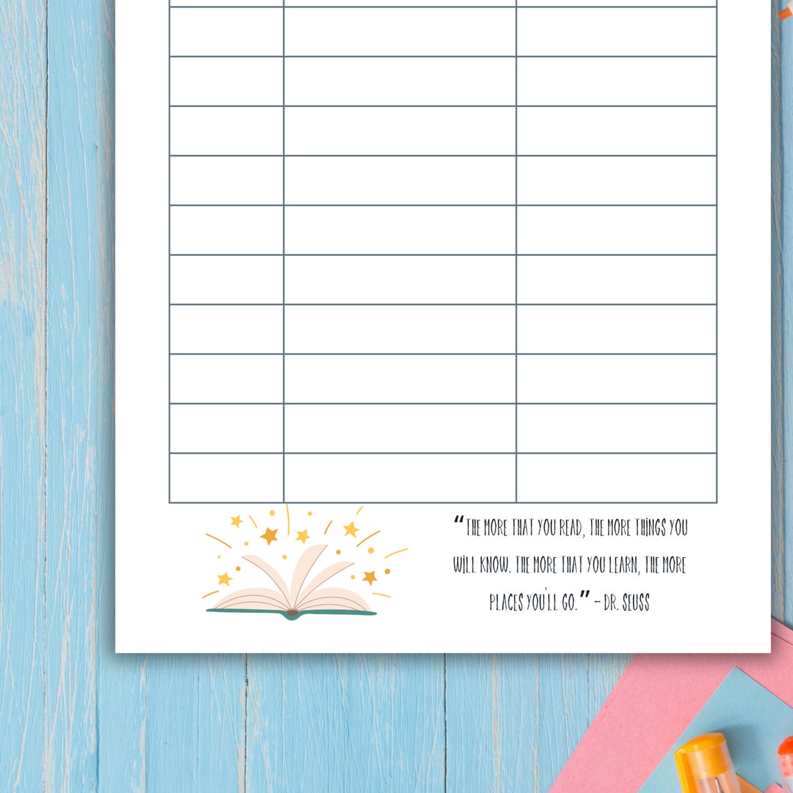 Book Tracker for Kids Reading Chart Printable Kids Reading Log School ...