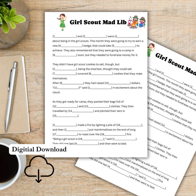Girl Scout Mad Libs Style Story Game – Printable Girl Scout Fill-in-the ...