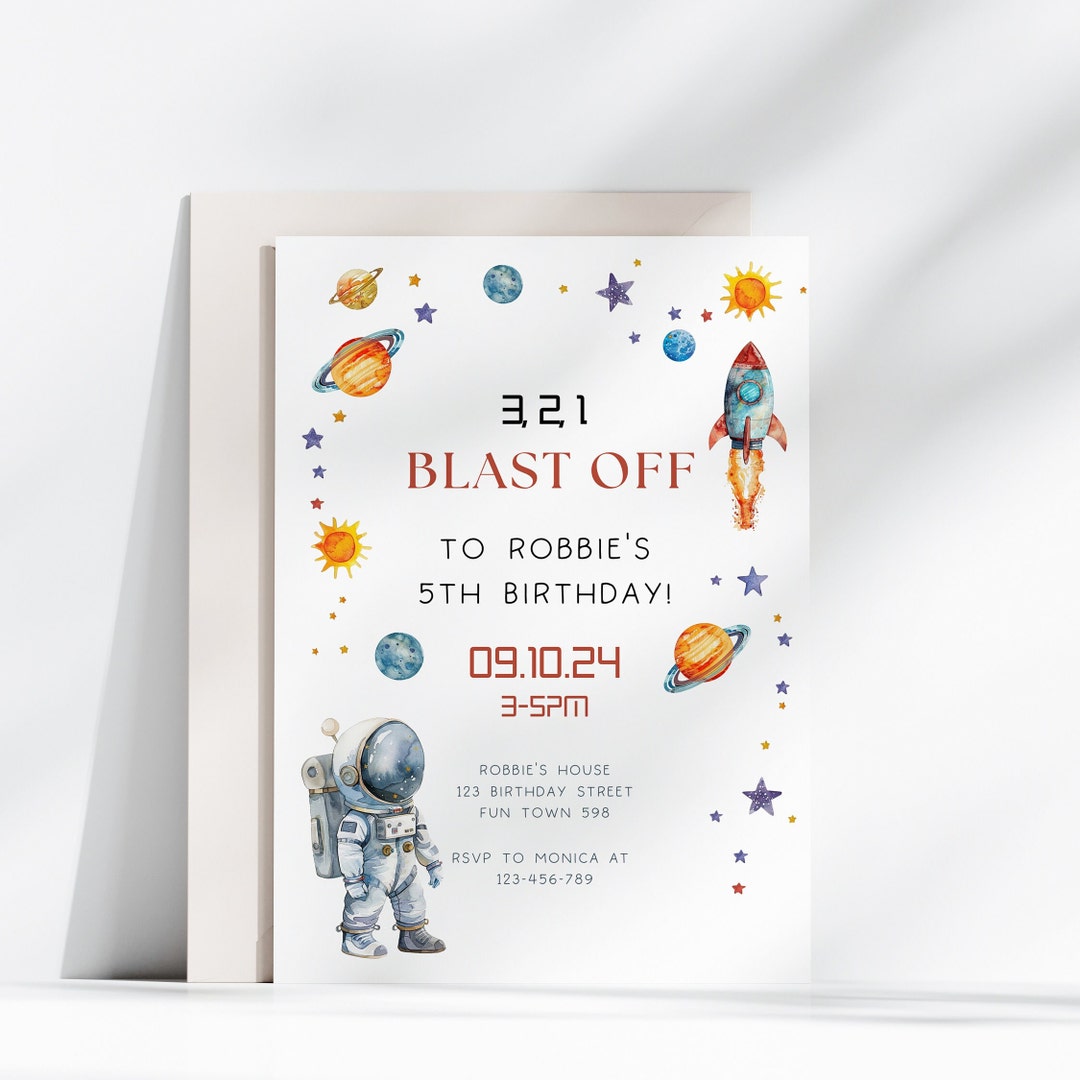 Space Birthday Party Invitation Space Party Invite Astronaut Party ...